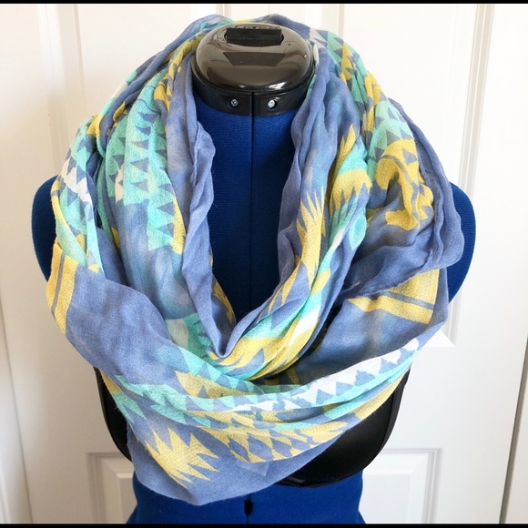Accessories | Aqua Blue And Yellow Scarf | Poshmark